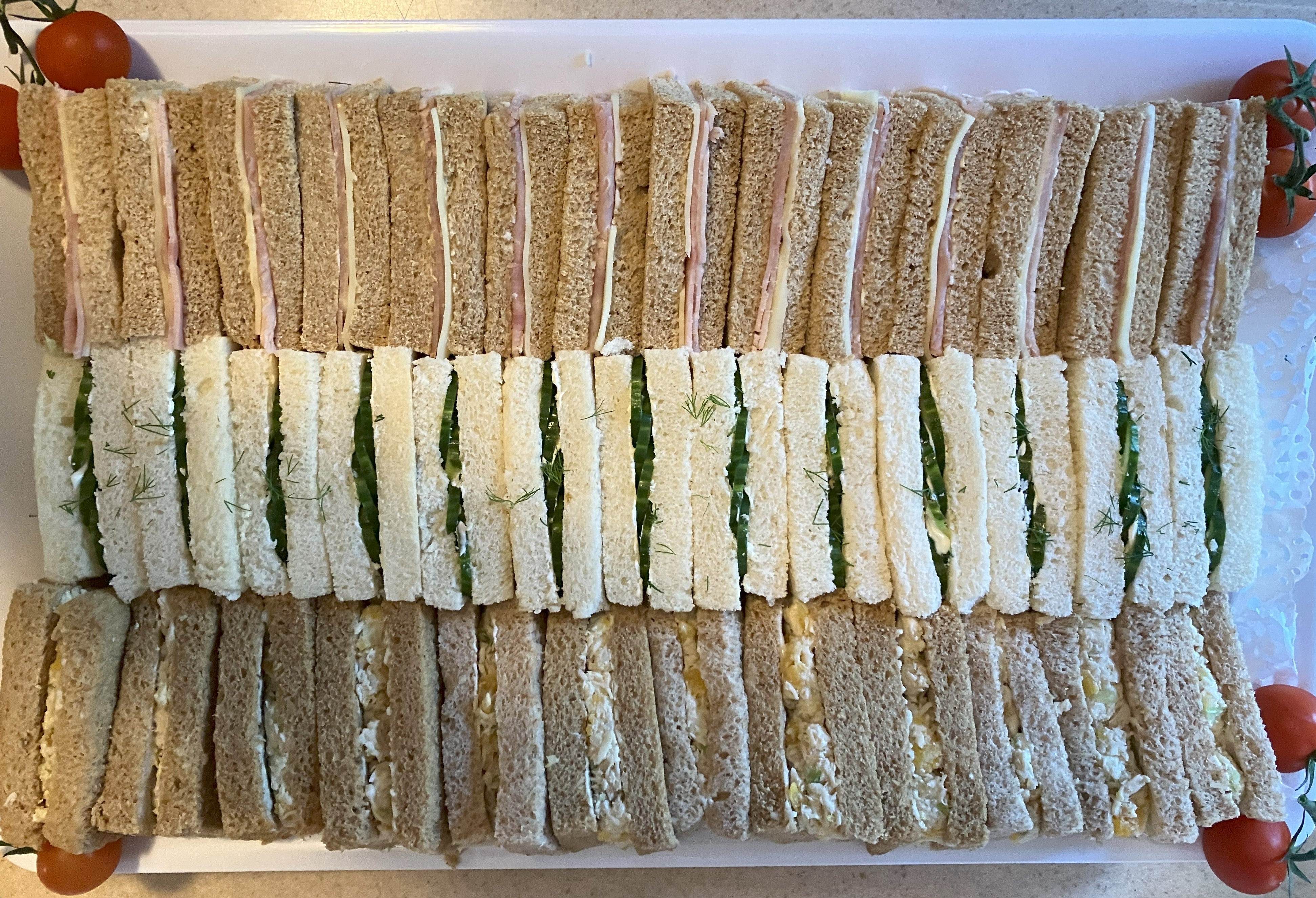 Small Afternoon Tea Sandwich Tray: serves 10 guests - (30 sandwiches ...
